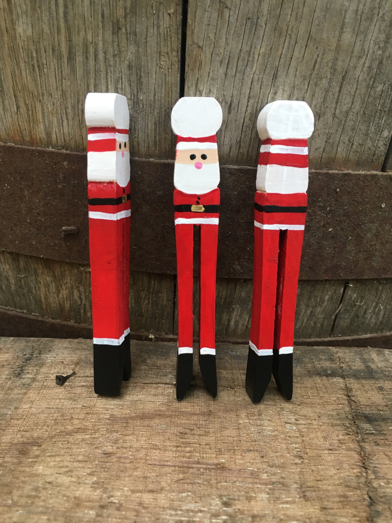 Santa Clothespin Ornament Set: 3 Upcycled Christmas Decoration - Etsy