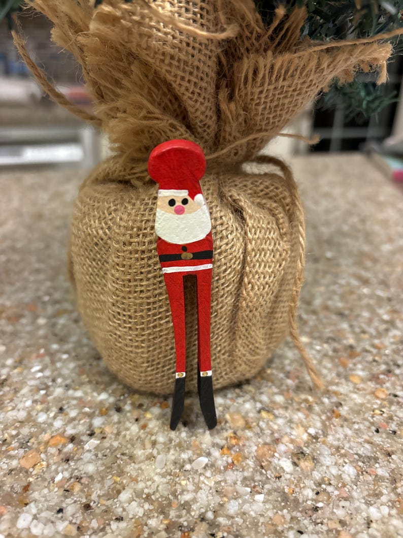 Santa Clothespin Ornament Set: 3 Upcycled Christmas Decoration - Etsy