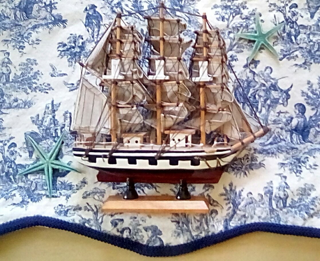 Wood Model Ship Three Masted Sailing Ship | Etsy