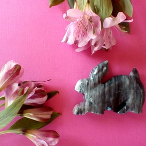 Black Carved Stone Rabbit - Etsy