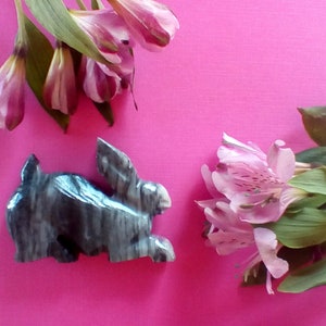 Black Carved Stone Rabbit - Etsy