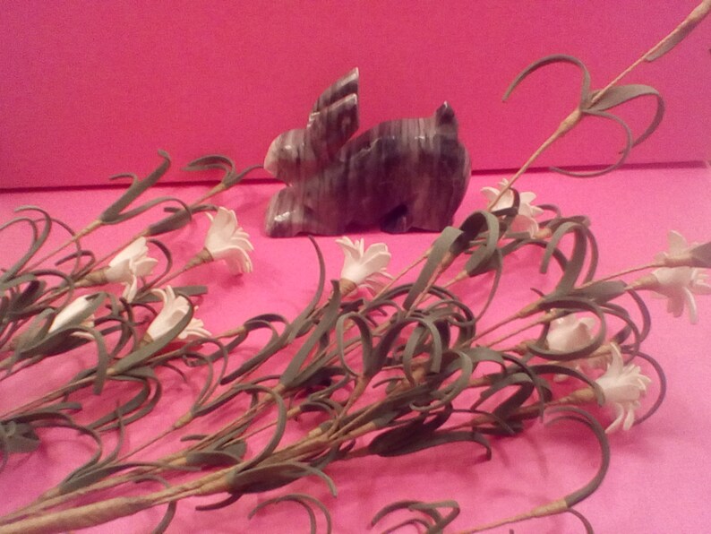 Black Carved Stone Rabbit | Etsy