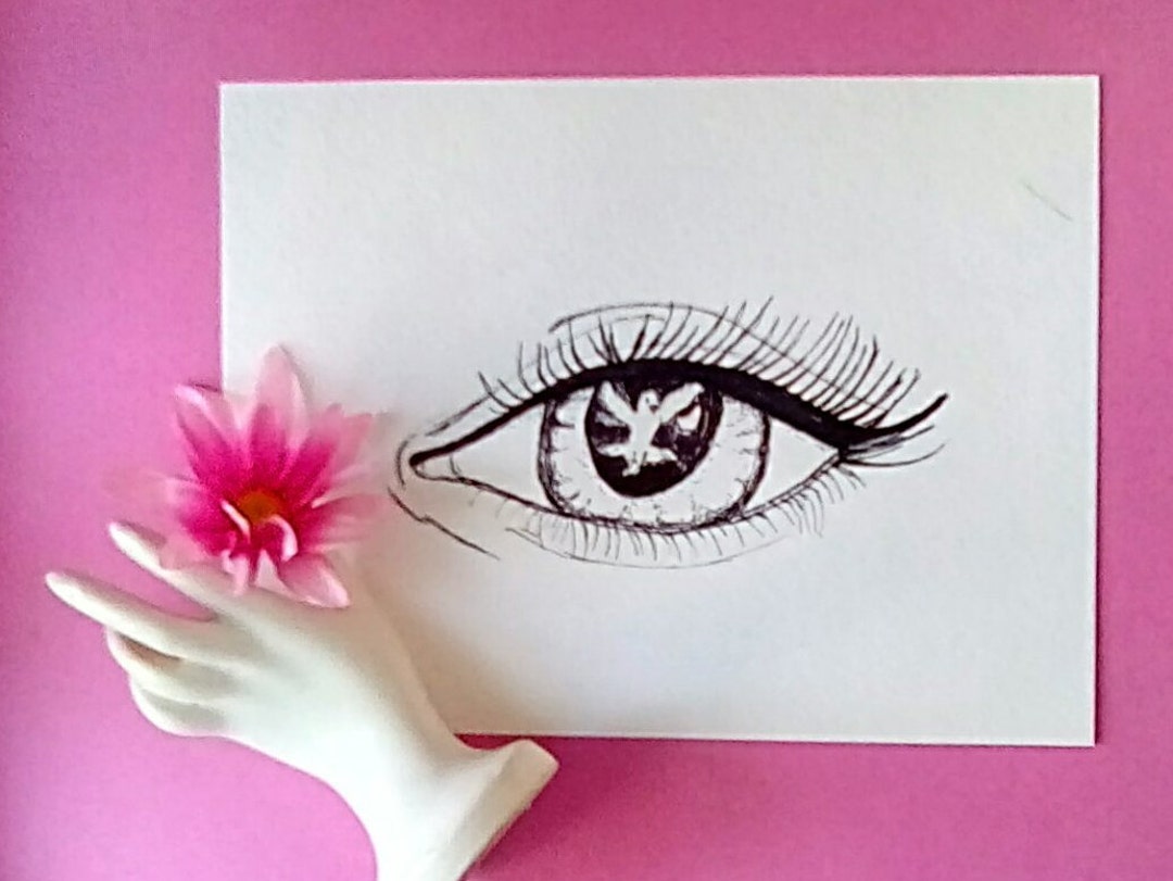 Eye With Bird Pupil Print From My Original Pen and Ink - Etsy