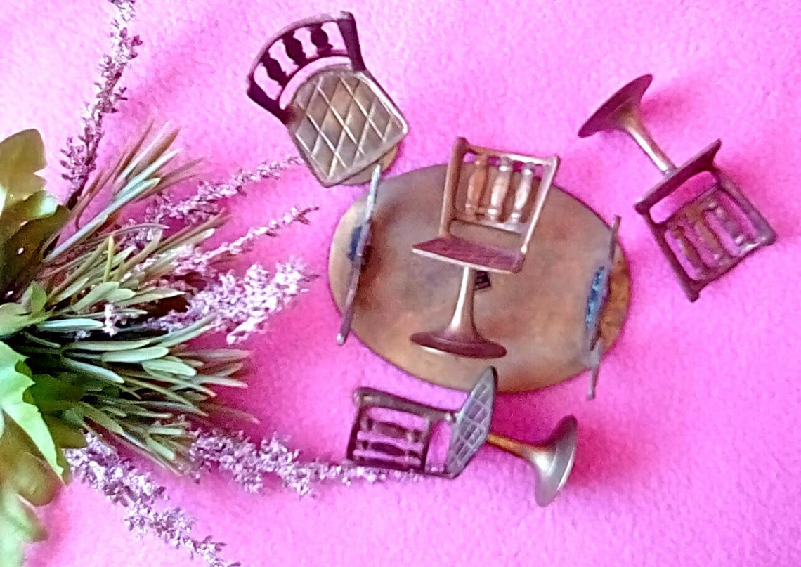 Brass Doll House Table With Four Chairs - Etsy
