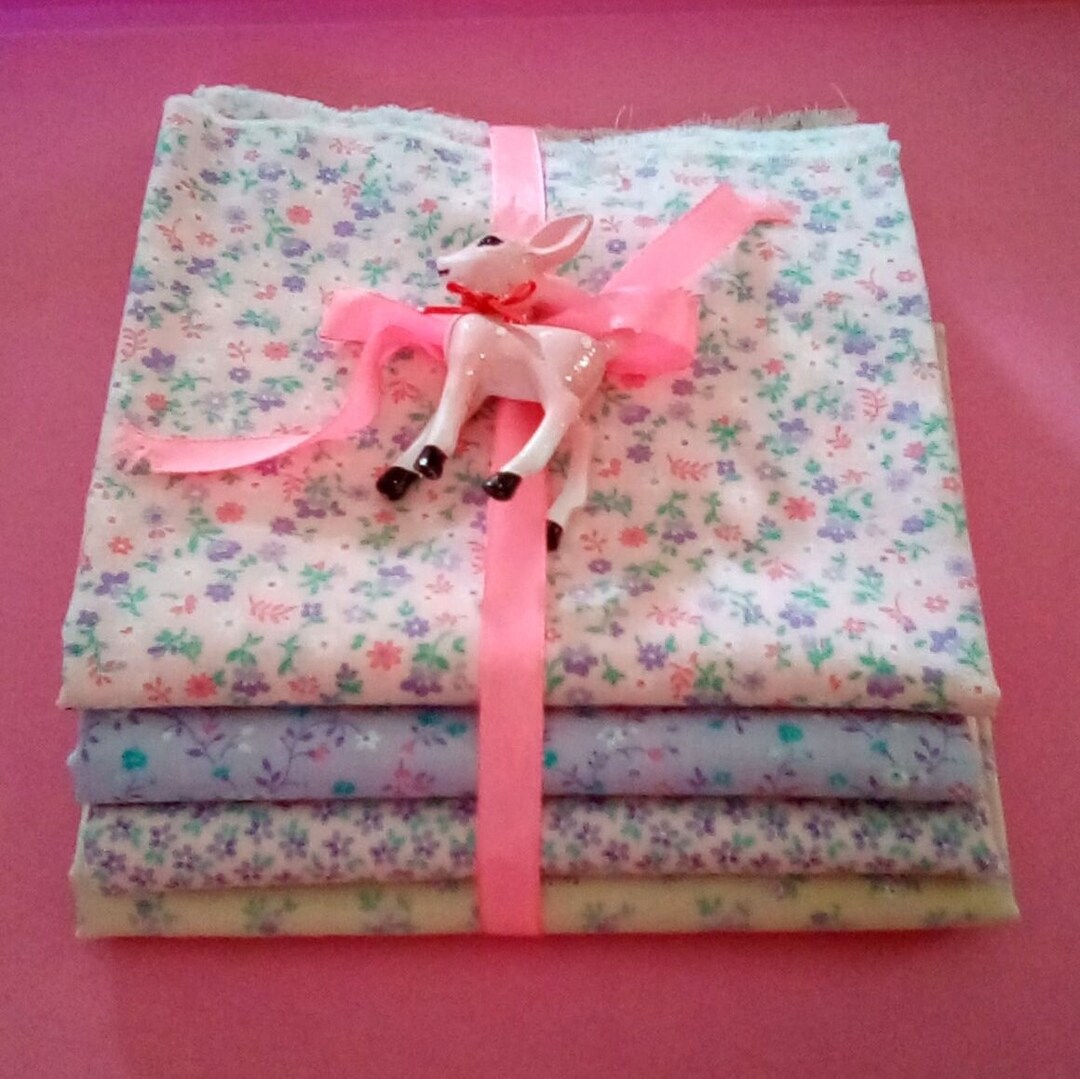 Four Pastel Fat Quarters Four Pastel Small Print Floral Fat - Etsy