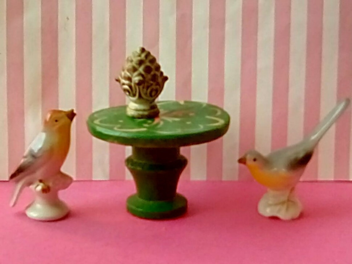 Hand Painted Floral Doll House Table/green Doll House Table - Etsy