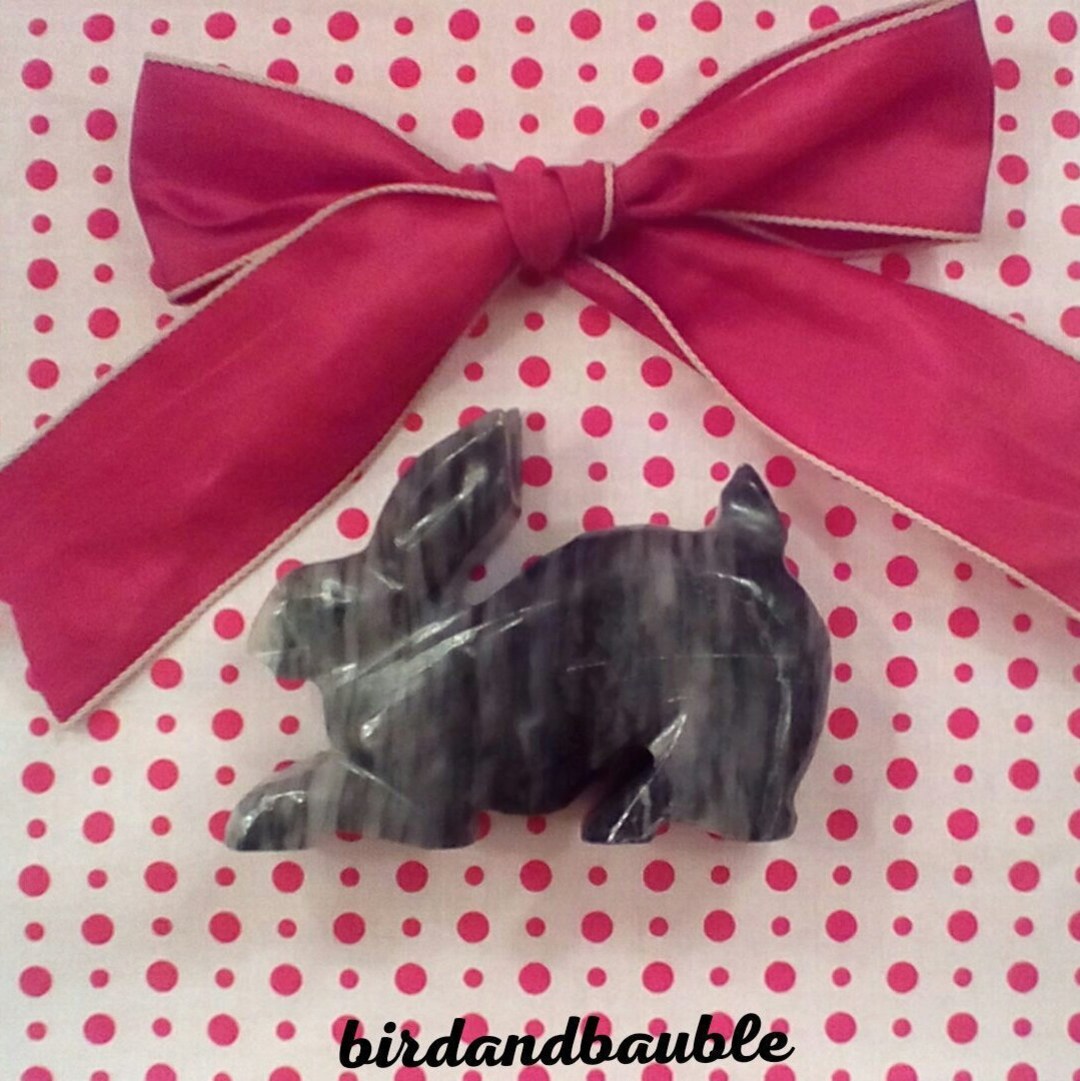 Black Carved Stone Rabbit - Etsy