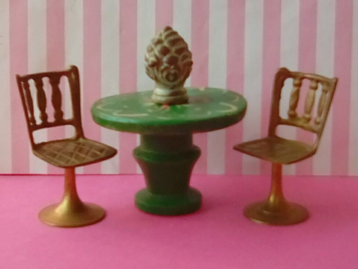 Hand Painted Floral Doll House Table/green Doll House Table - Etsy