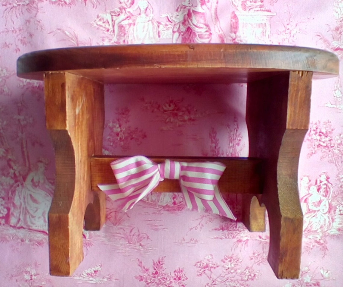 Pink Puppy Wooden Stool for Children Decoupage Stool | Etsy
