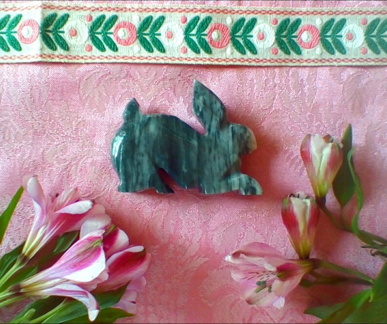 Black Carved Stone Rabbit - Etsy