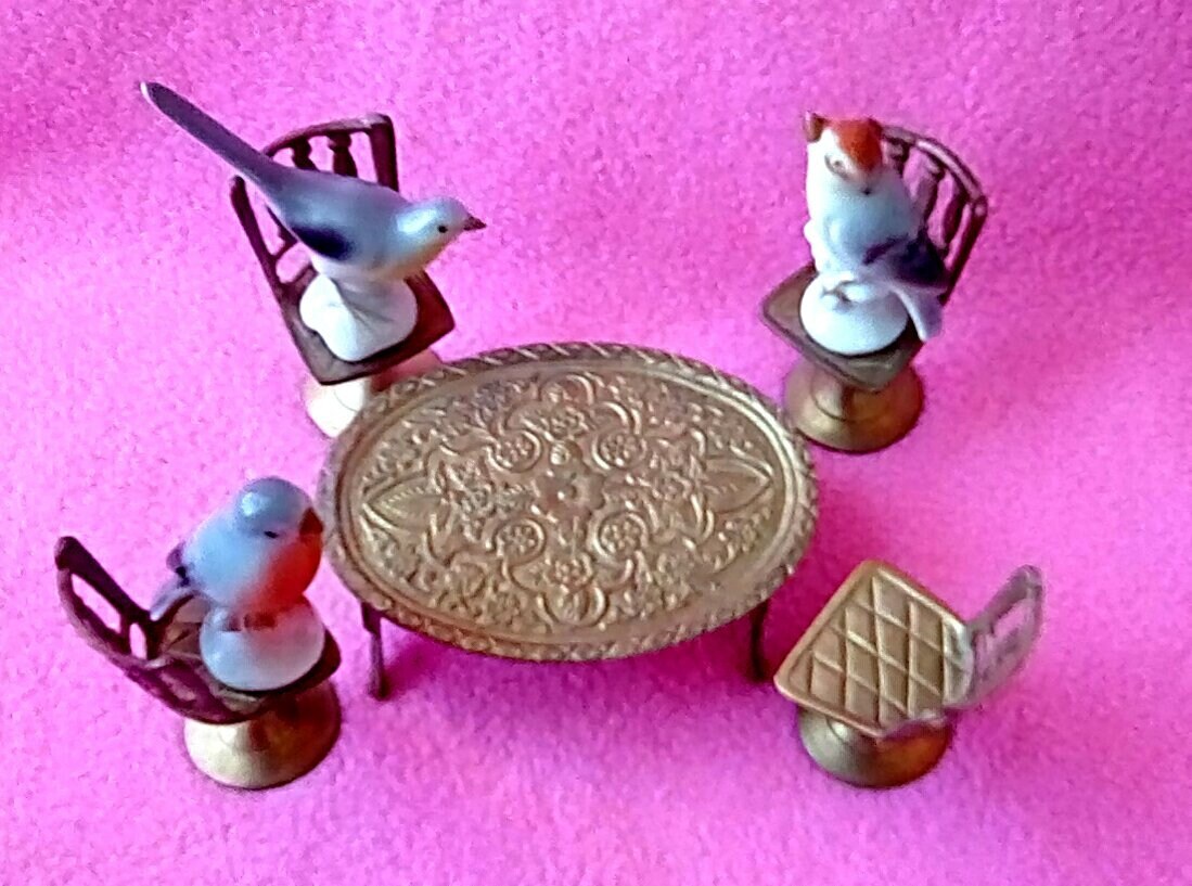 Brass Doll House Table With Four Chairs - Etsy
