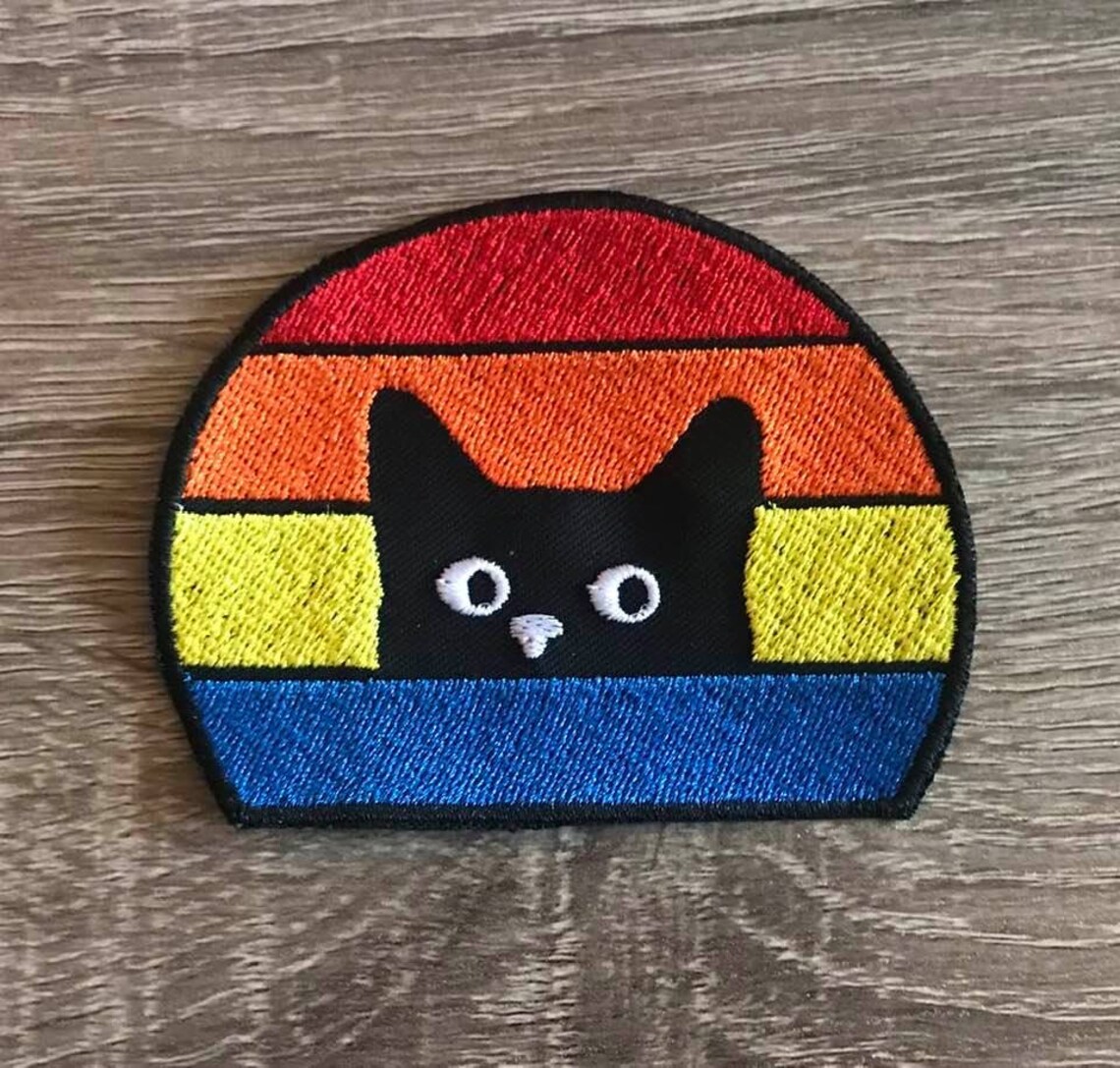 Retro Cat Patch Peeking Cat Cute Cat Patch Black Cat Kitty - Etsy