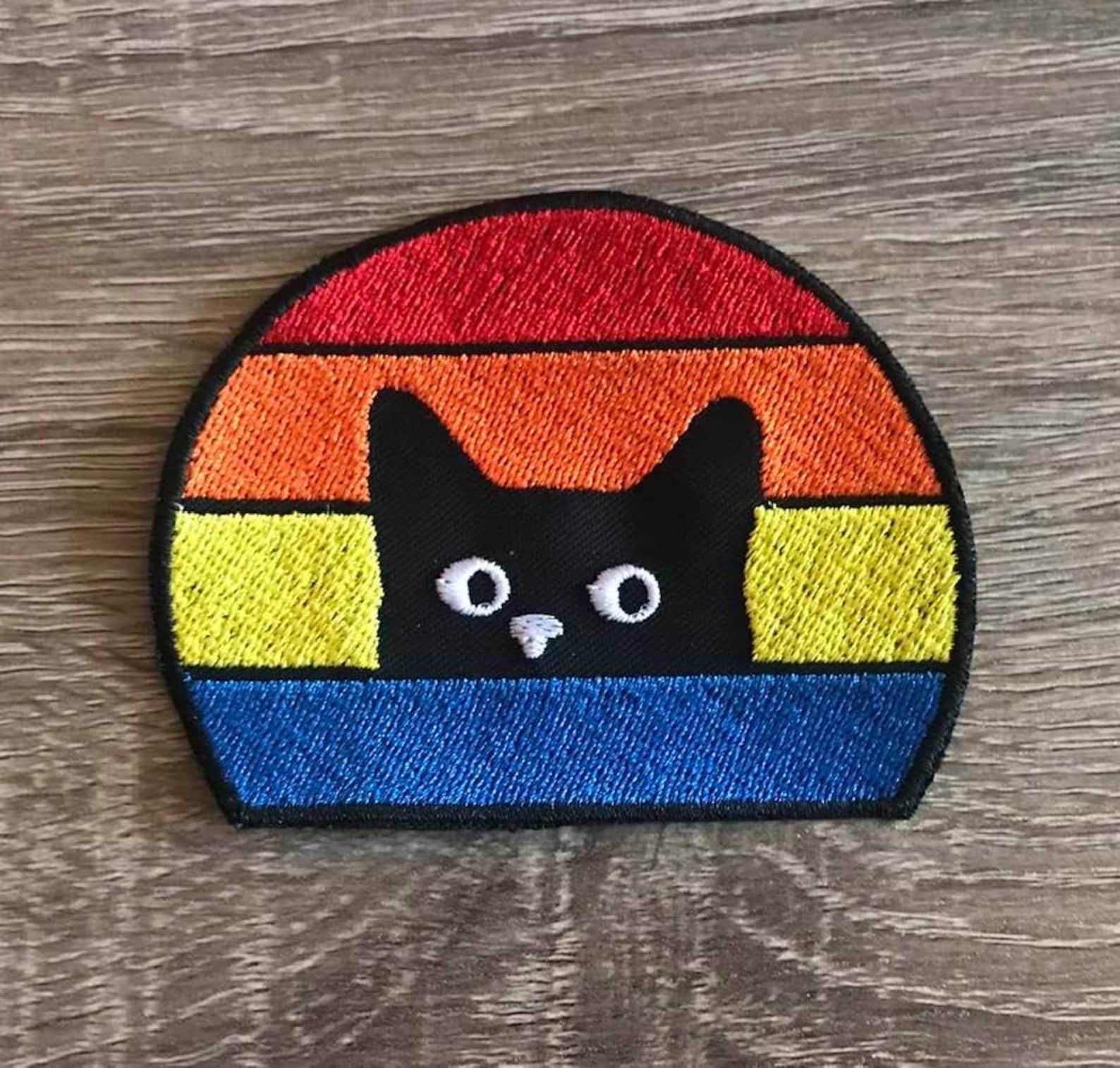 Retro Cat Patch Peeking Cat Cute Cat Patch Black Cat Kitty | Etsy