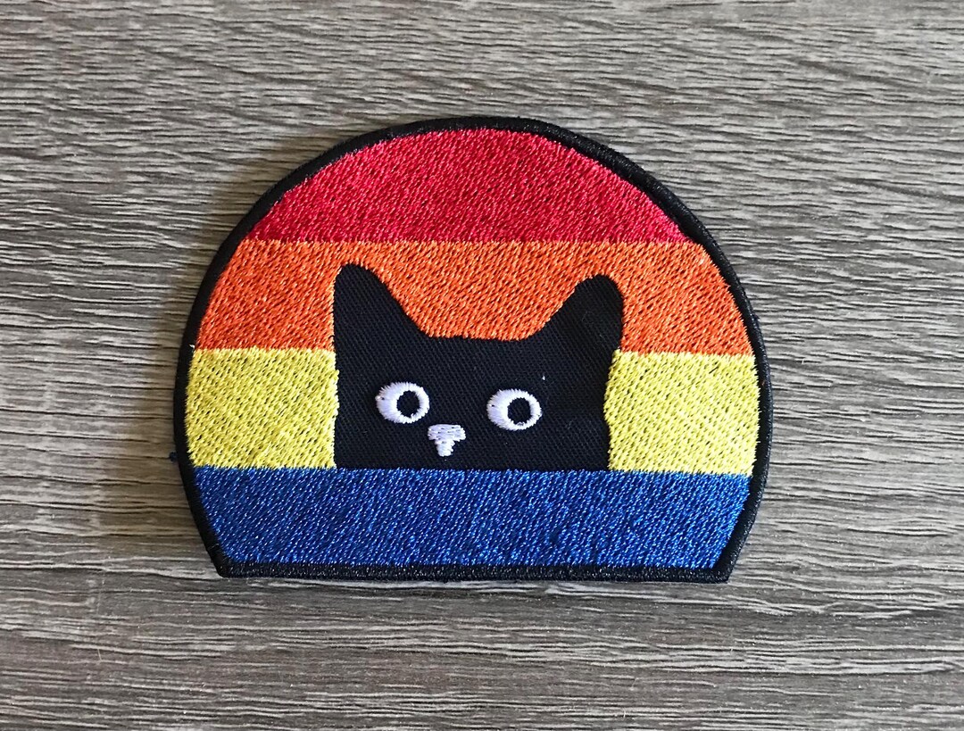 Retro Cat Patch, Peeking Cat, Cute Cat Patch, Black Cat, Kitty Patch ...