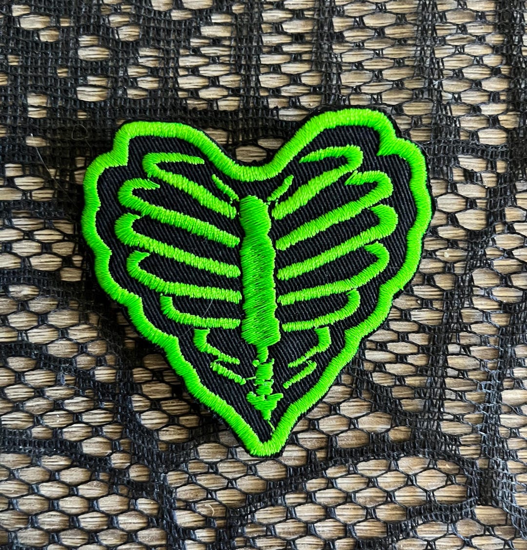 Ribcage Heart Patch, Embroidered Heart Patch, Goth Love Patch, Emo ...