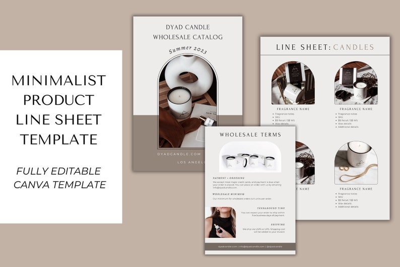 Minimalist Candle Line Sheet Template DIGITAL DOWNLOAD Editable CANVA ...