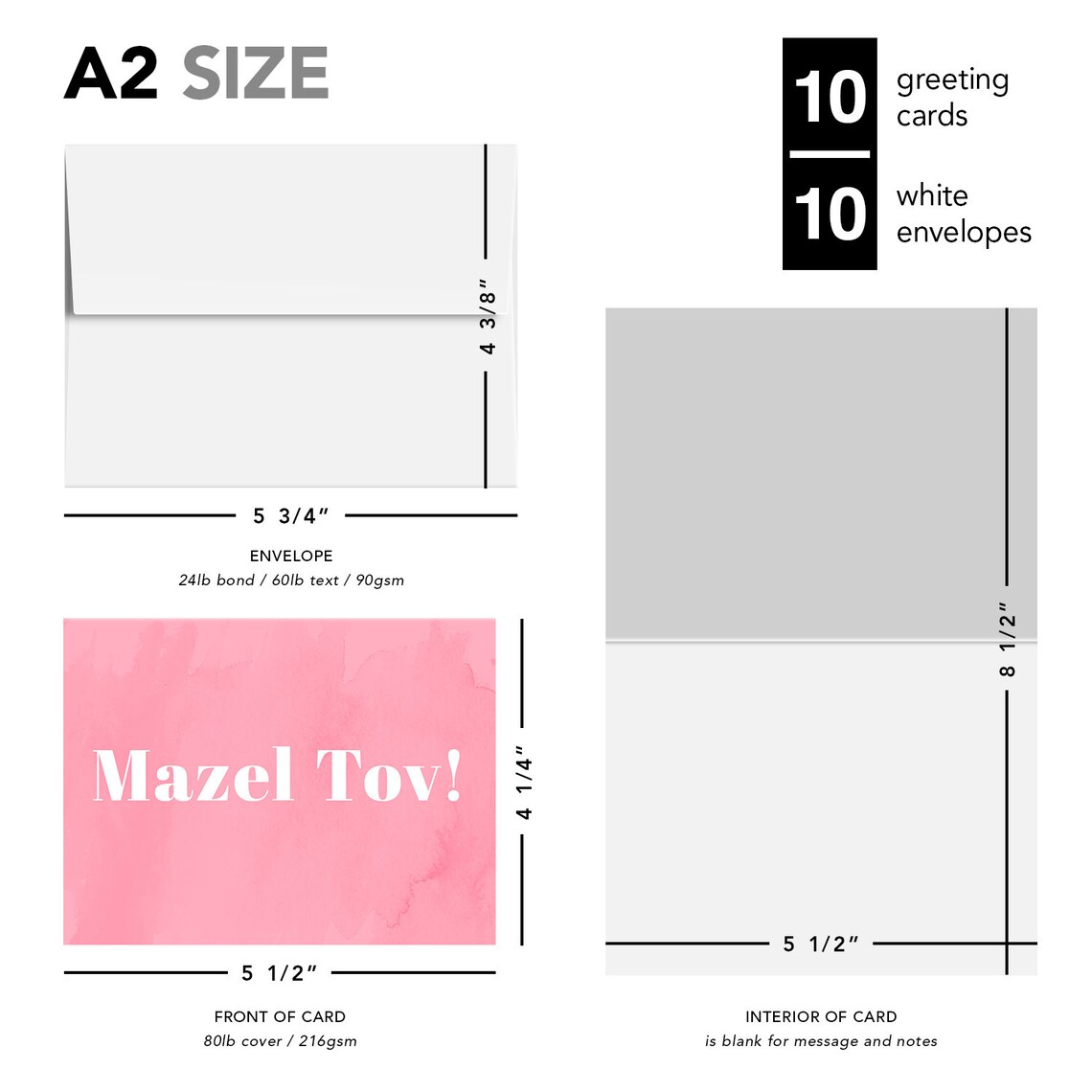 Mazel Tov Congratulations Greeting Cards and Envelopes Bar and Bat ...