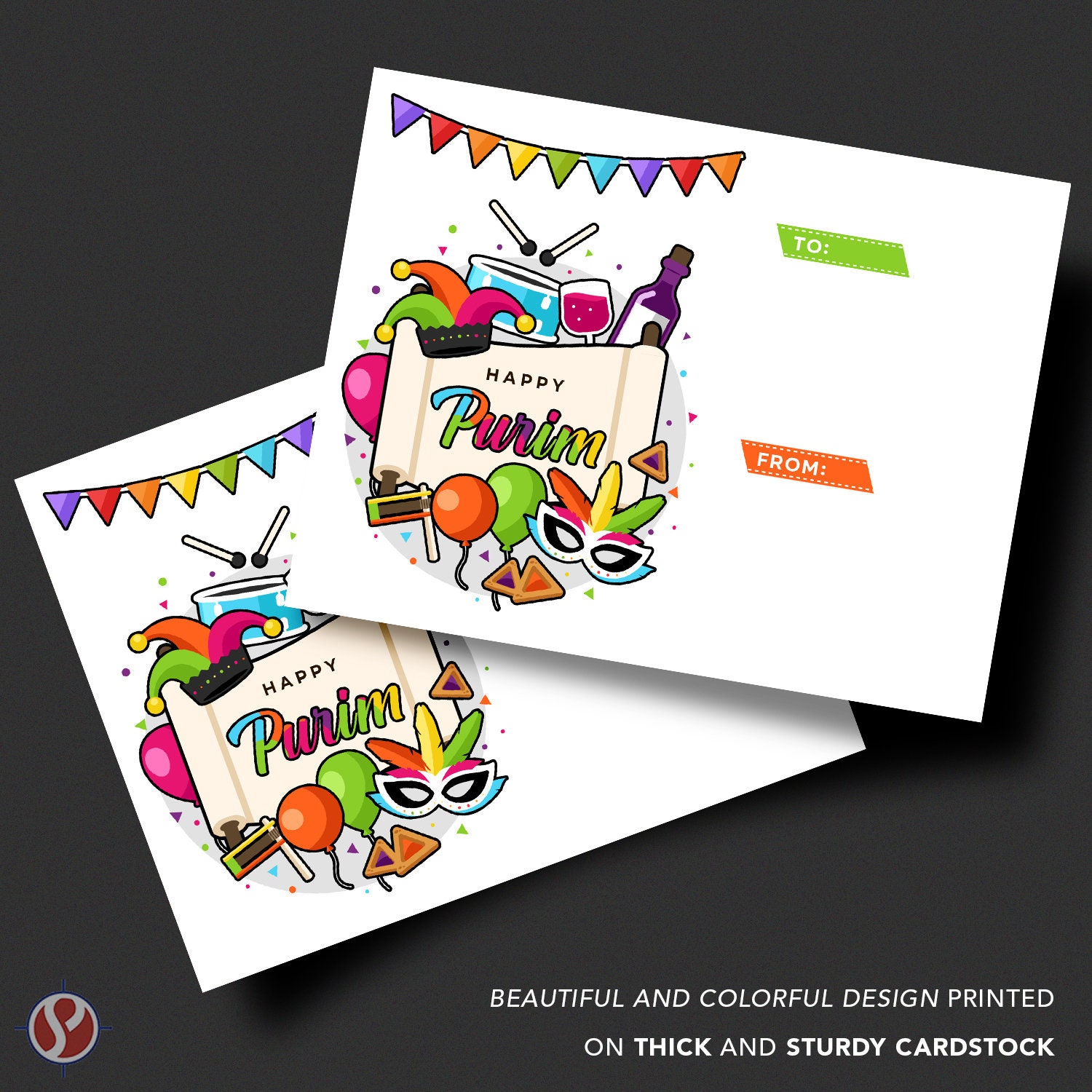 Happy Purim Greeting Cards, to and From Jewish Holiday Complimentary ...