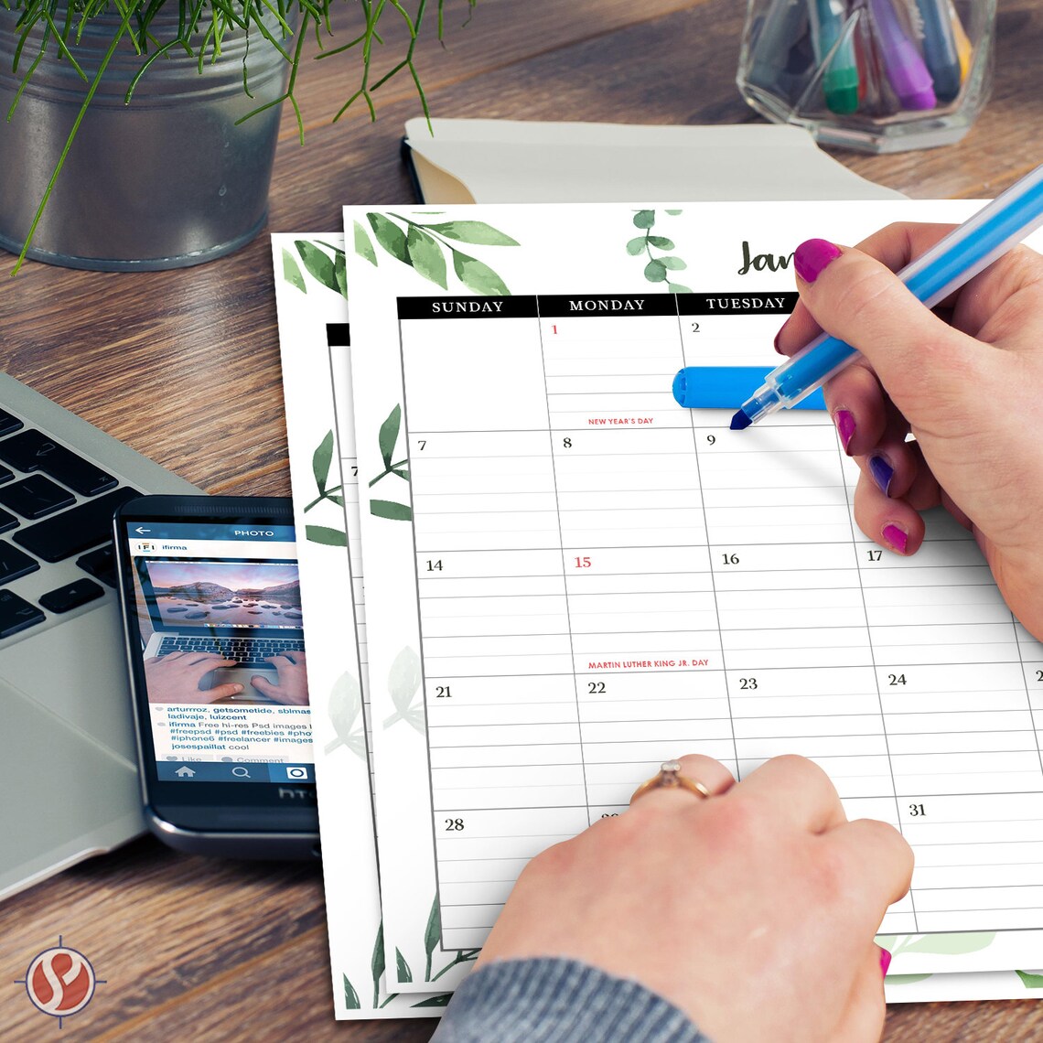 2024 Year Desk Calendar 17 X 11 Desktop / Wall Planner Tear-off Pad for ...