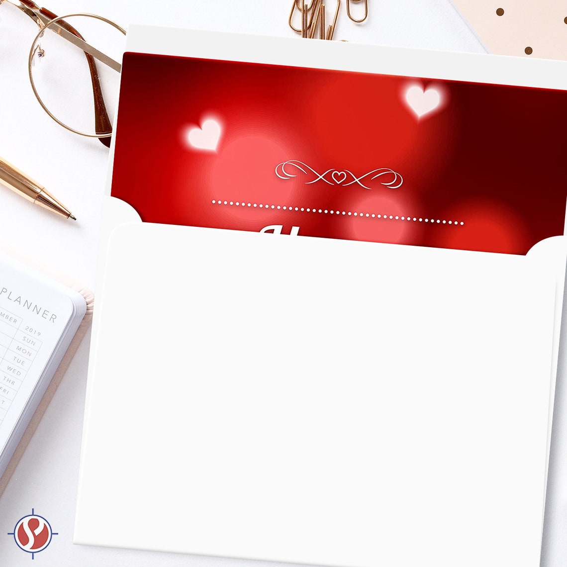 Happy Valentines Day Greeting Cards & Envelopes Romantic Border Love ...
