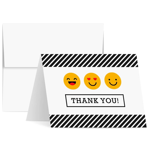 Emoji Thank You Card - Etsy