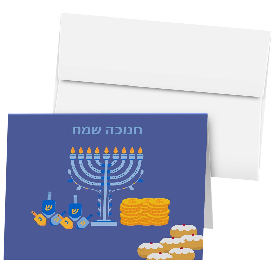 Chanukah Sameach Hanukkah Greeting Cards Printed Message - Etsy