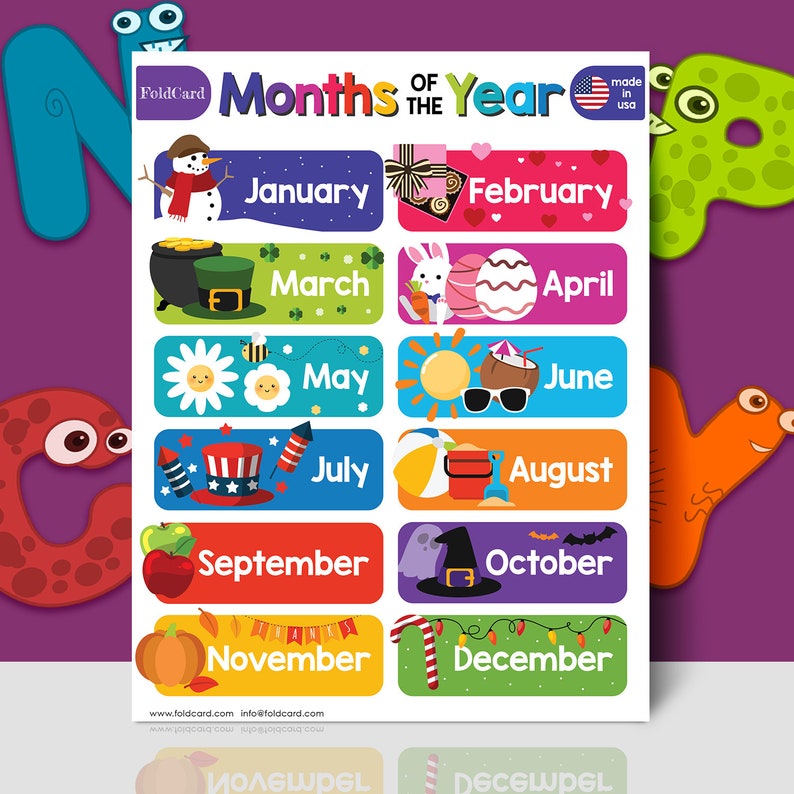 Educational Visual / Learning Aid Days of the Week, Months of the Year ...