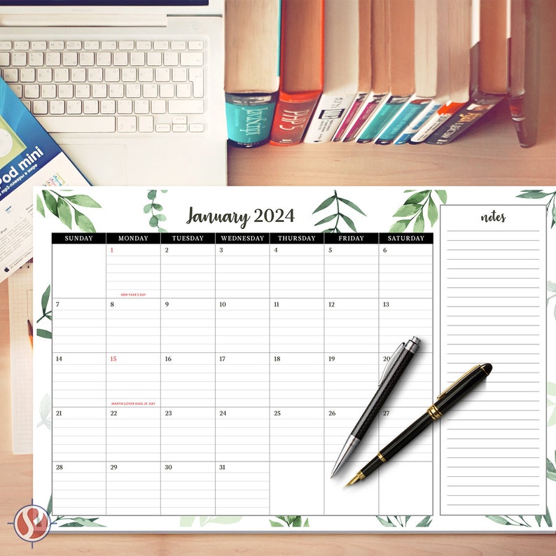 2024 Year Desk Calendar 17 X 11 Desktop / Wall Planner Tear-off Pad for ...