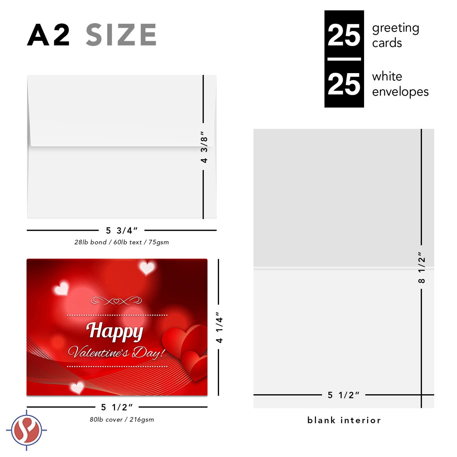 Happy Valentines Day Greeting Cards & Envelopes Romantic Border Love ...