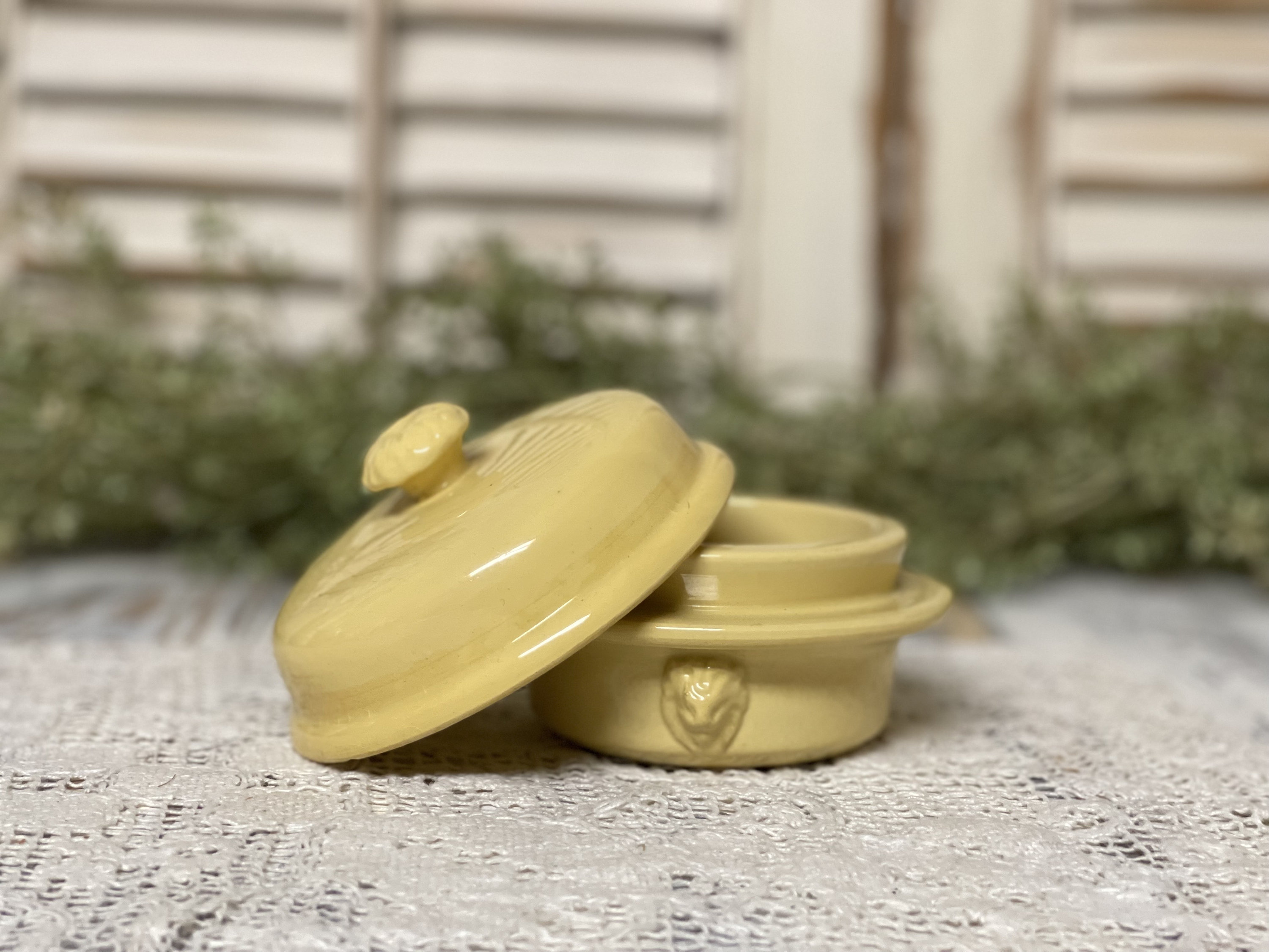 Vintage Jar/ Lion Heads/ Mustard Jar/ Condiment Jar/ Butter Dish/ France / Simplex/ Ironstone ...