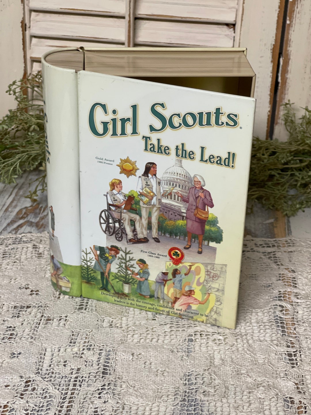 Girl Scout / Girl Scouts/ Tin/ Book/ Vintage Tin/ Storage/ Old Tin ...