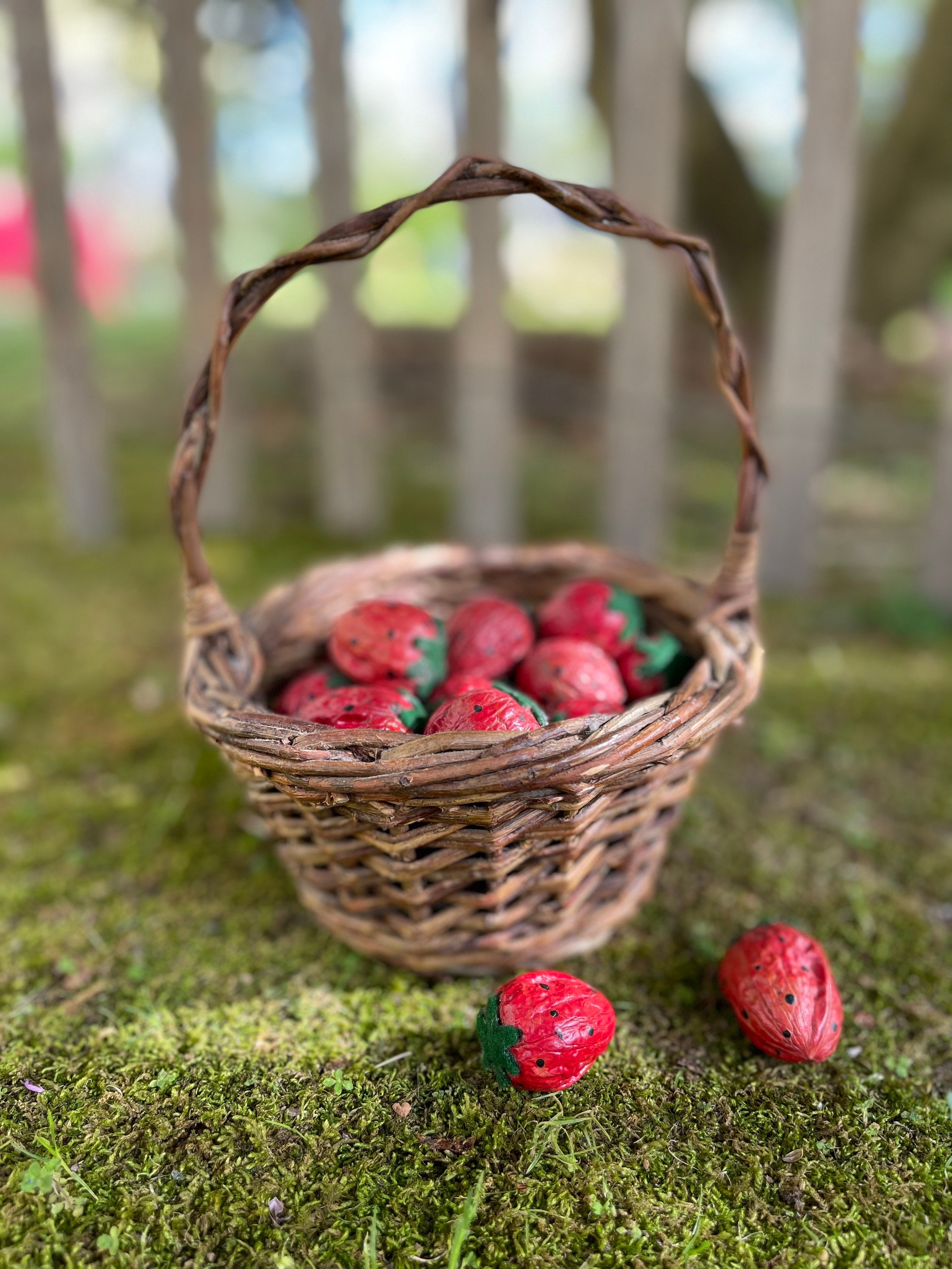 Vintage Basket of Strawberries/ Painted Walnuts/ Vintage | Etsy