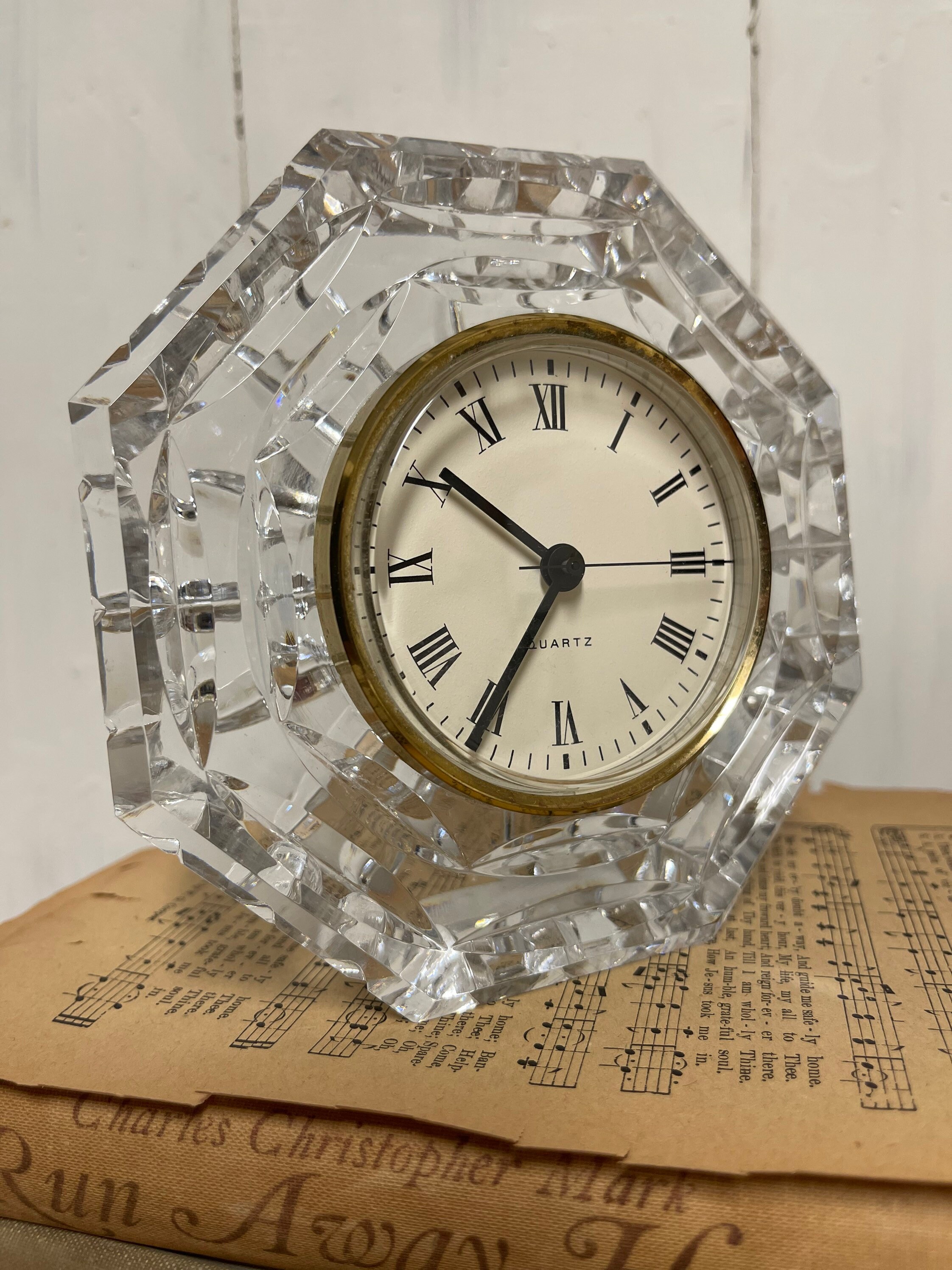 Vintage Crystal Octagon Clock/ Quartz/ Gold/ Clock Collection/ | Etsy