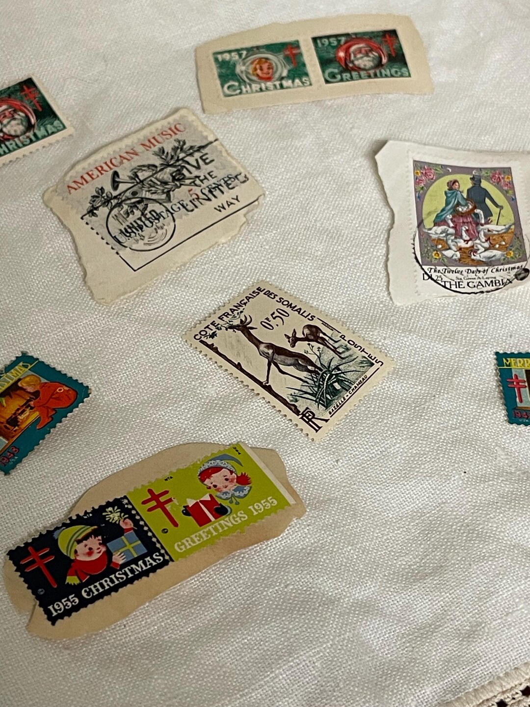 Antique Stamps/ Vintage Stamps/ Christmas/ Holidays / Winter/ Old Paper ...