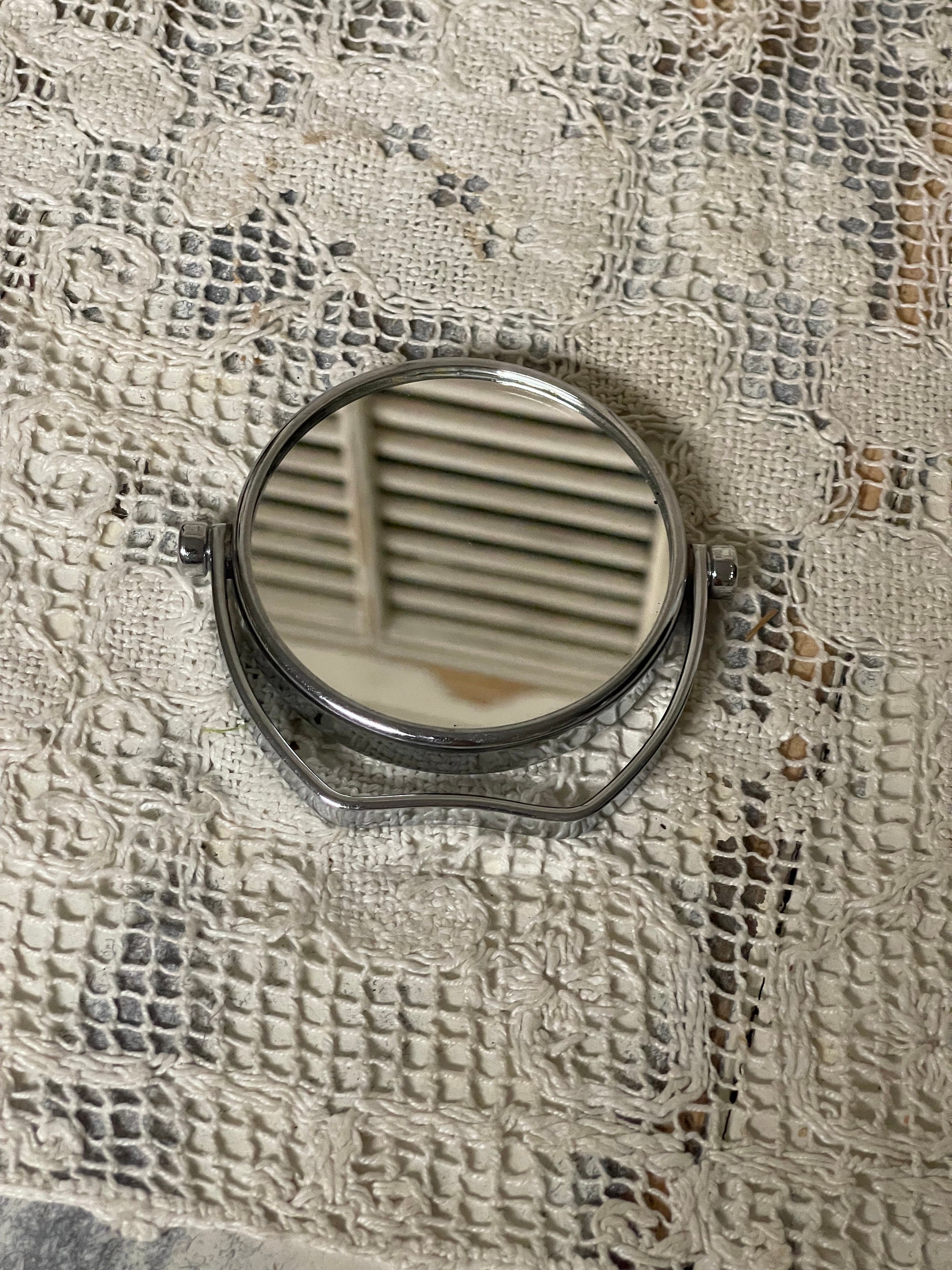 Small Hand Mirror/ Round/ Magnifying/ Double Sided/ Bathroom Decor ...