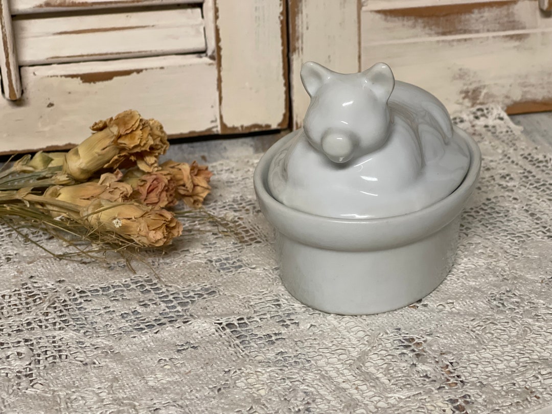 White Pig Salt Crock/ Vintage/ Kitchen/ Cooking/ Hog/ Piglet/ Piggy ...