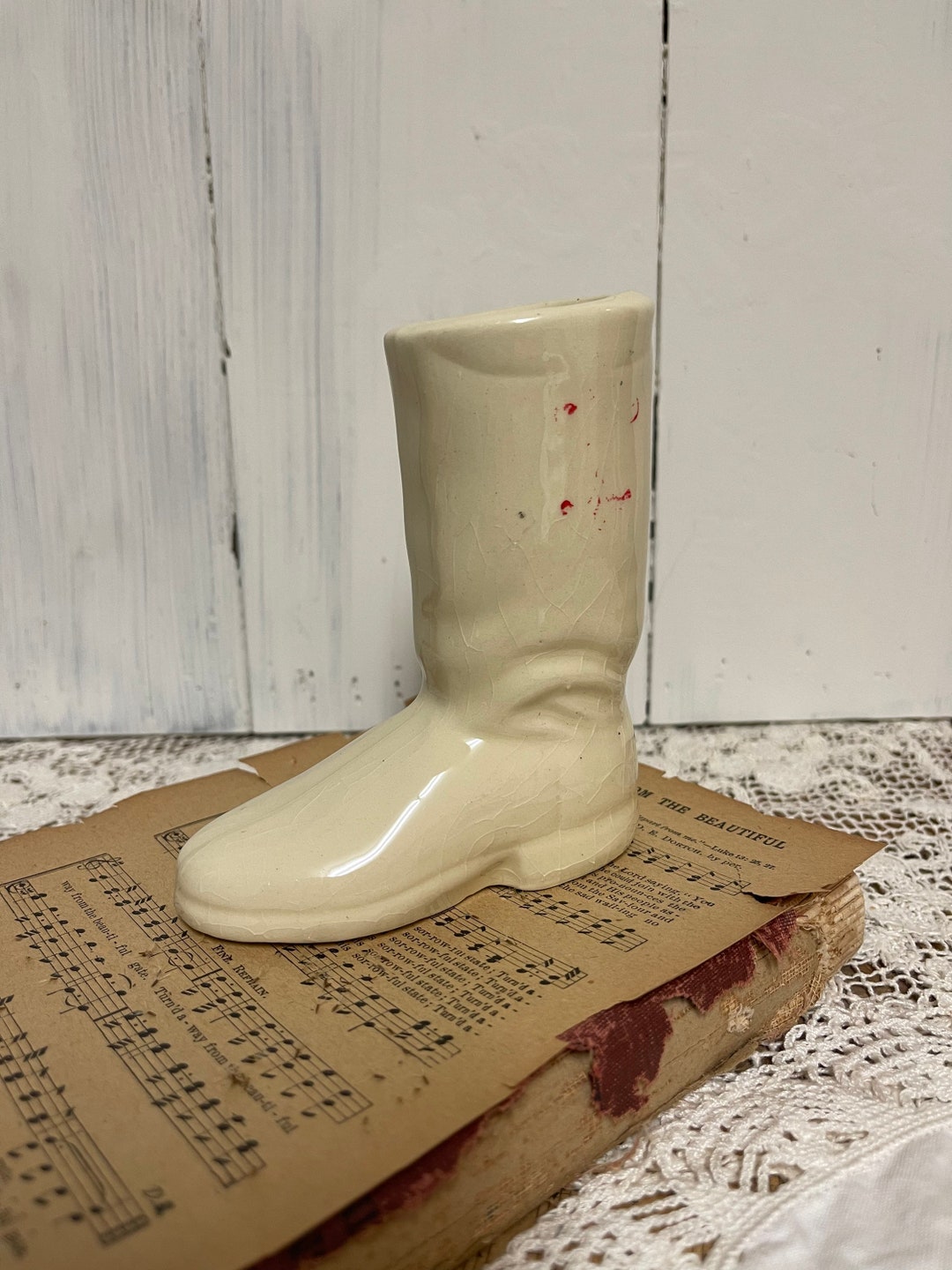 Vintage Cream Colored Mccoy Boot/ Vintage Boot/ Collectible - Etsy