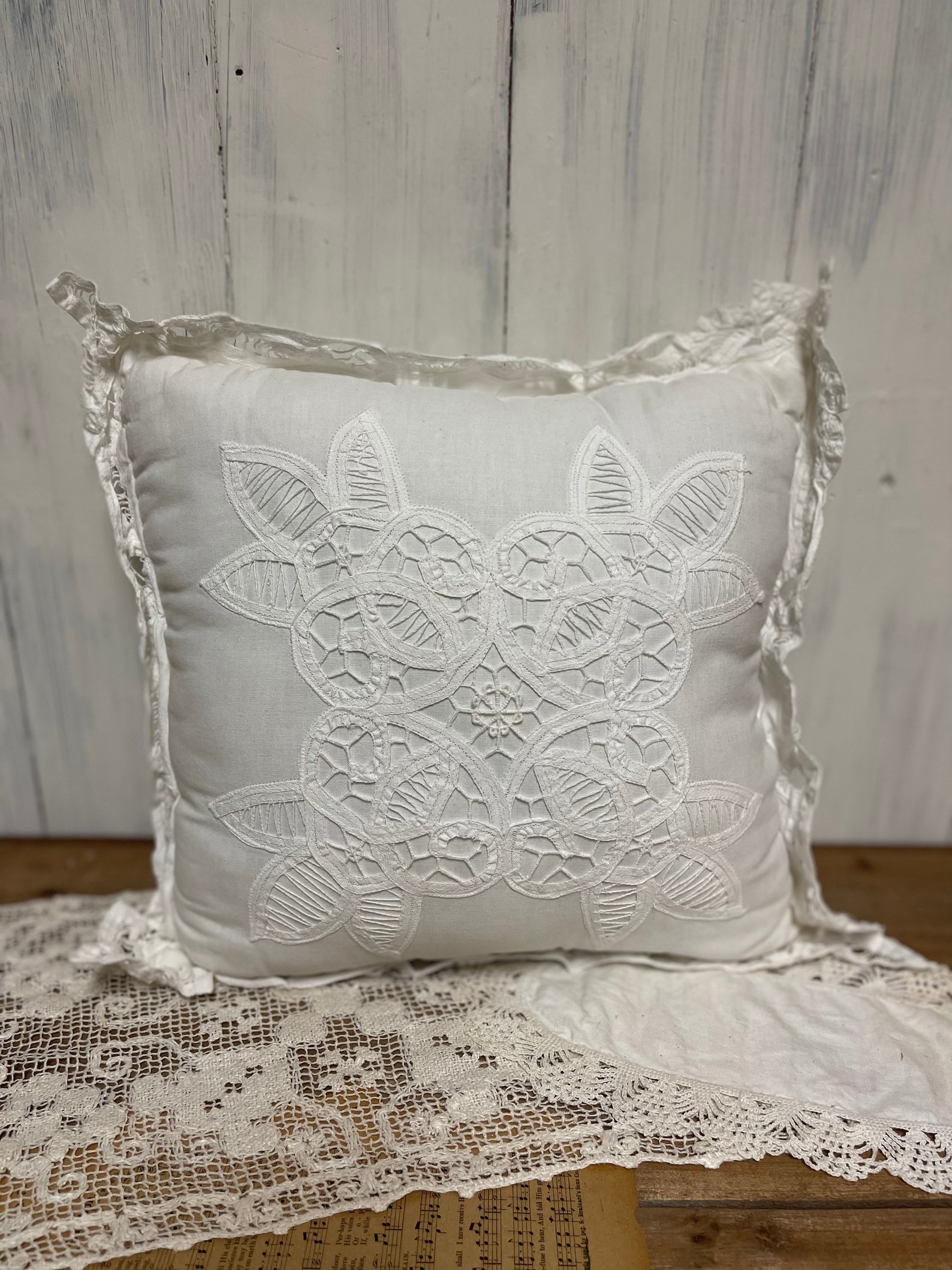 Beautiful White Lace Pillow/ Embroidered Pillow/ Decorative Pillow ...