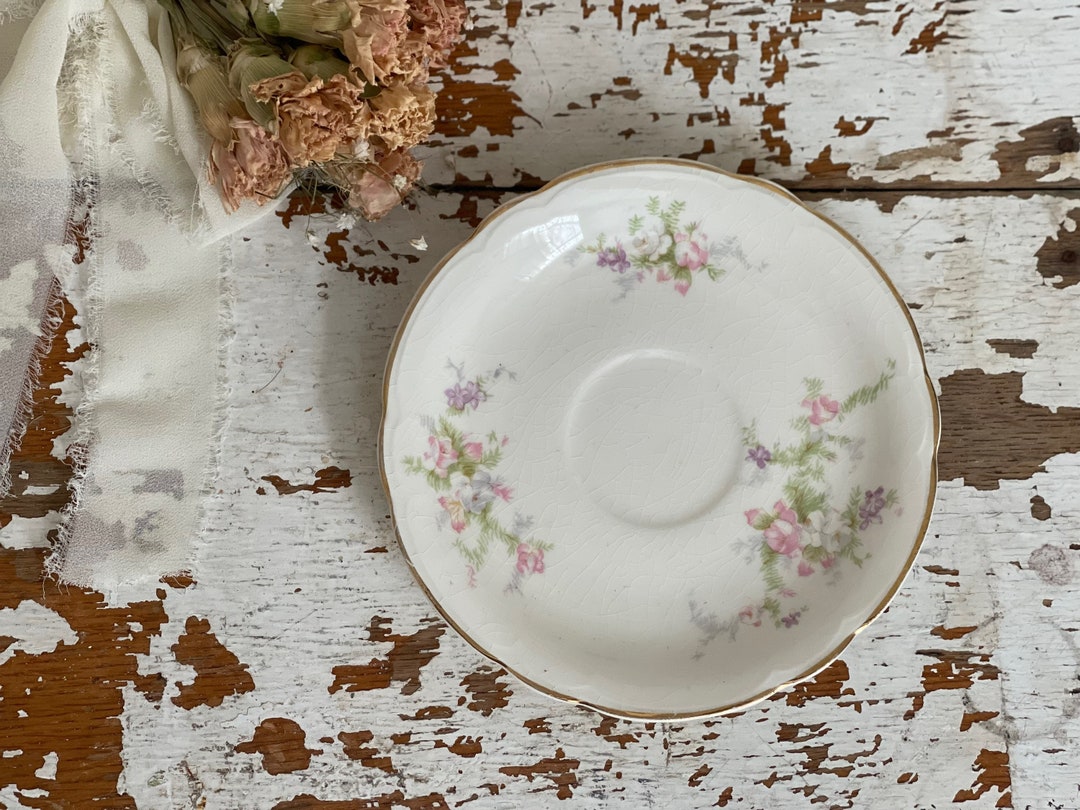 Small Vintage Saucer/ Tea Cup Saucer/ Small Plate/ Floral/ Pink Flowers ...
