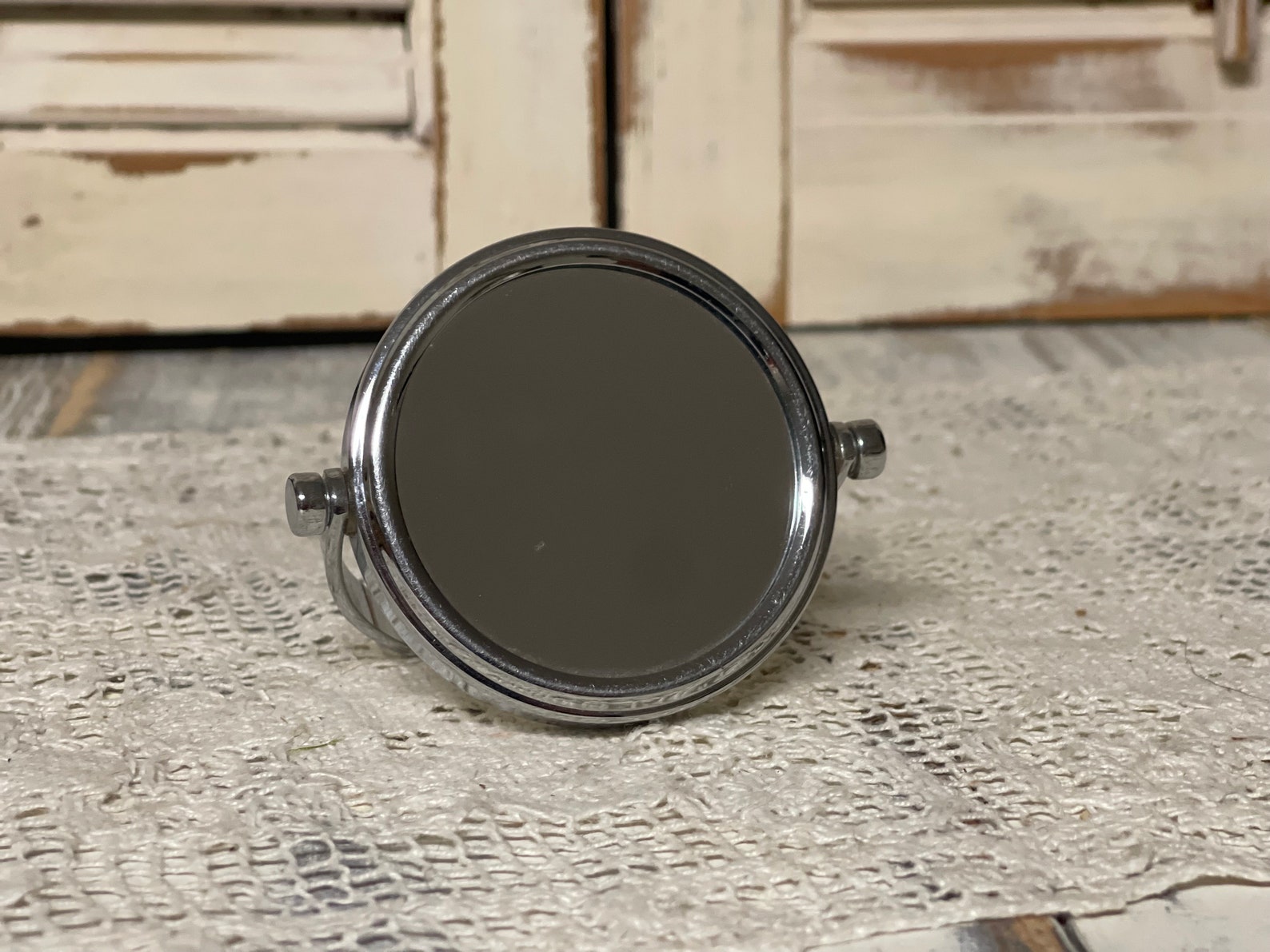 Small Hand Mirror/ Round/ Magnifying/ Double Sided/ Bathroom Decor ...
