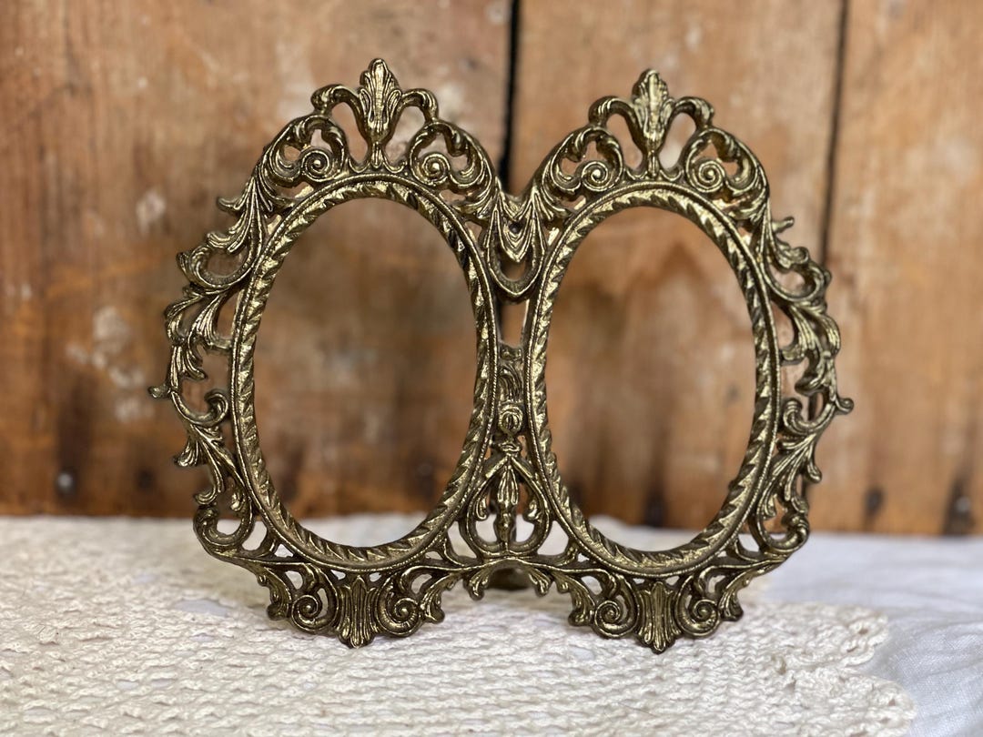 Vintage Double Frame/ Gold/ Old/ Vintage/ Victorian/ Oval/ Table Decor ...