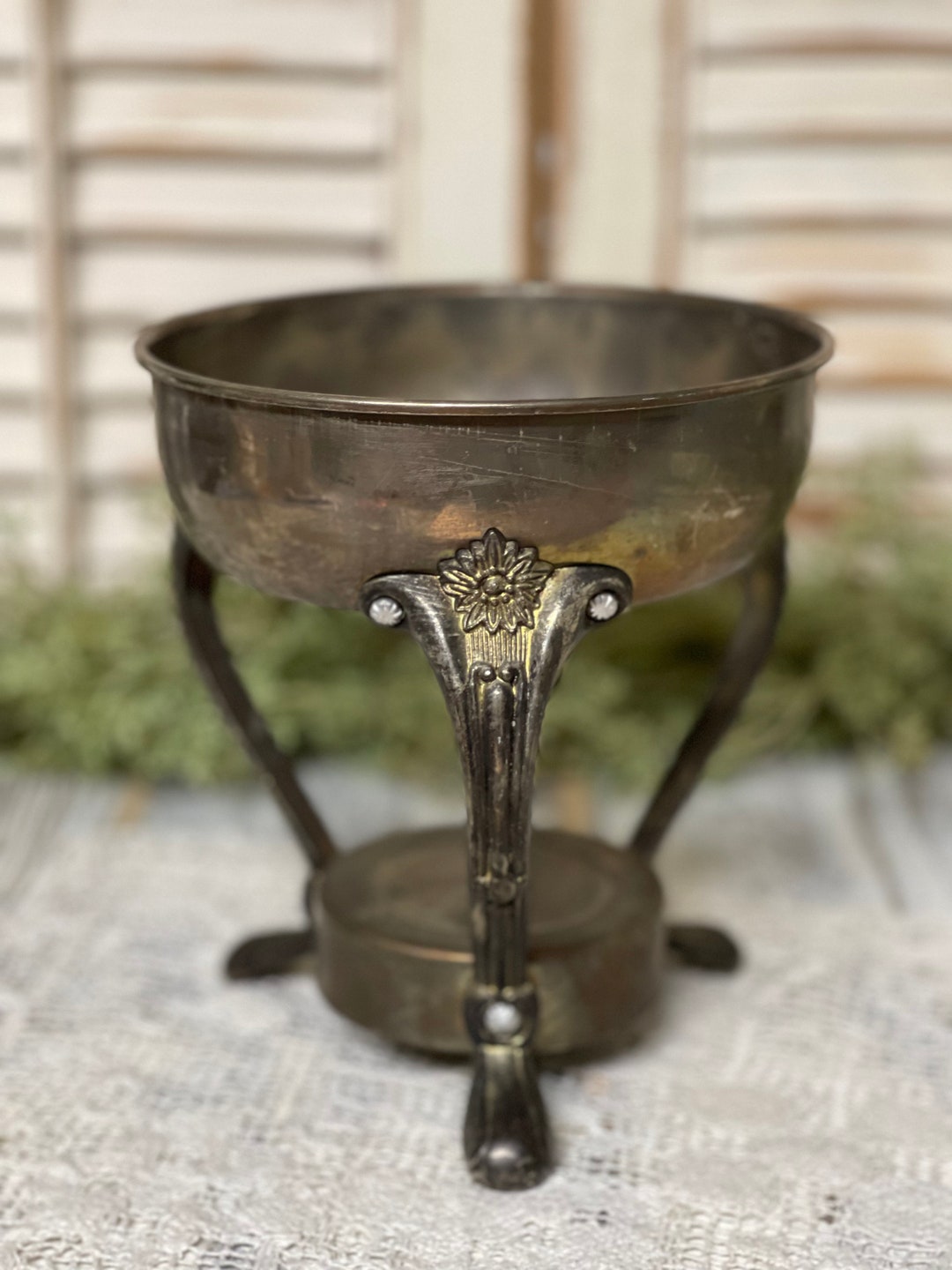 Silver Display/ Stand/ Flowers/ Oddities/ Curiosity/ Tarnished ...