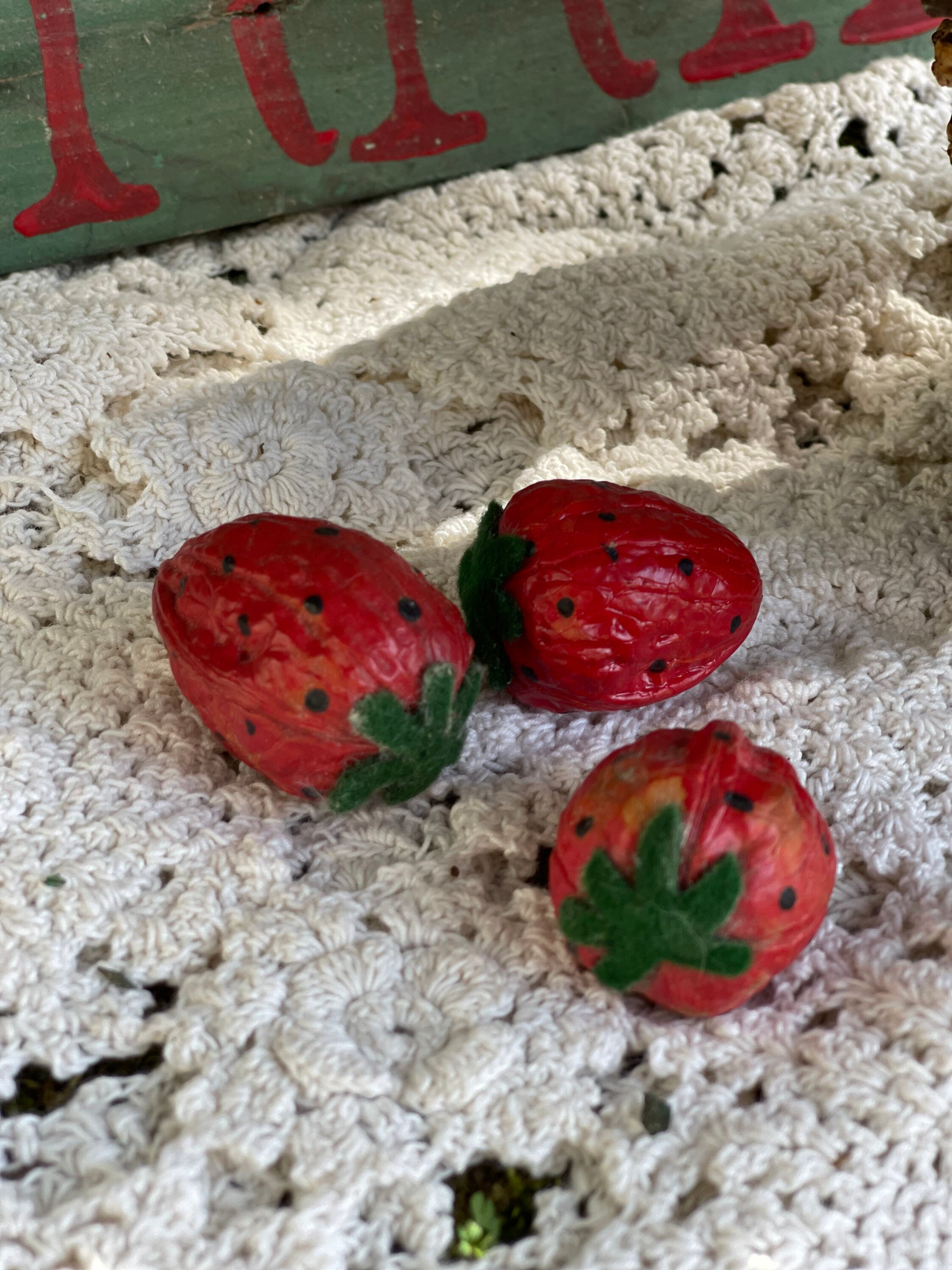Vintage Basket of Strawberries/ Painted Walnuts/ Vintage - Etsy