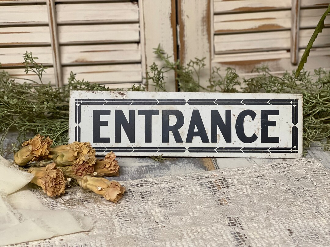 Vintage Metal Sing/ Red/ Black and White/ Entrance / Enter/ Old ...