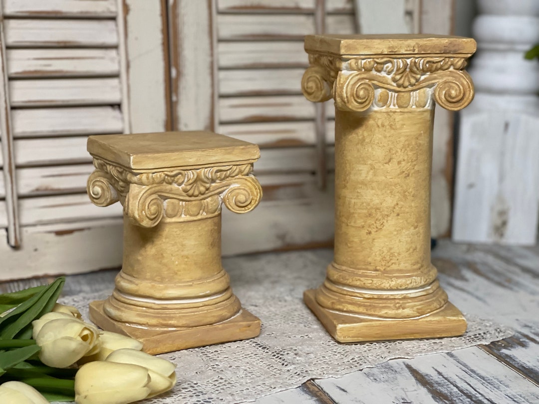 Chalk Ware/ Columns/ Pillars/ Statue/ Set of 2/ Victorian/ English ...