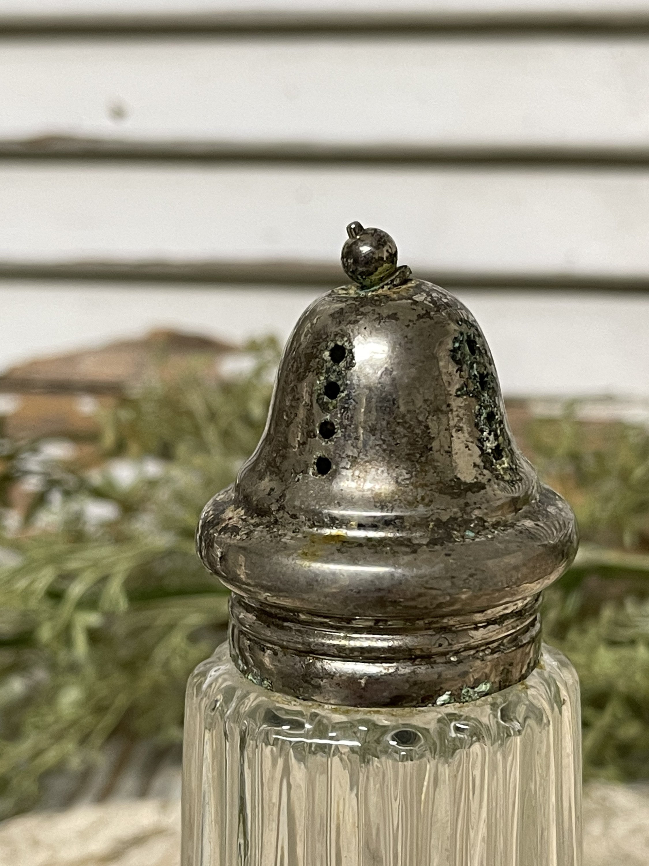 Vintage Salt Shaker/ Crystal/ Silver/ Tarnished/ Hat Pin Holder - Etsy