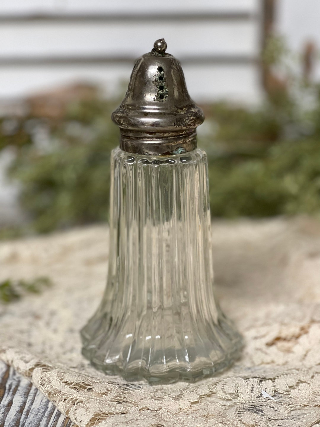 Vintage Salt Shaker/ Crystal/ Silver/ Tarnished/ Hat Pin Holder - Etsy