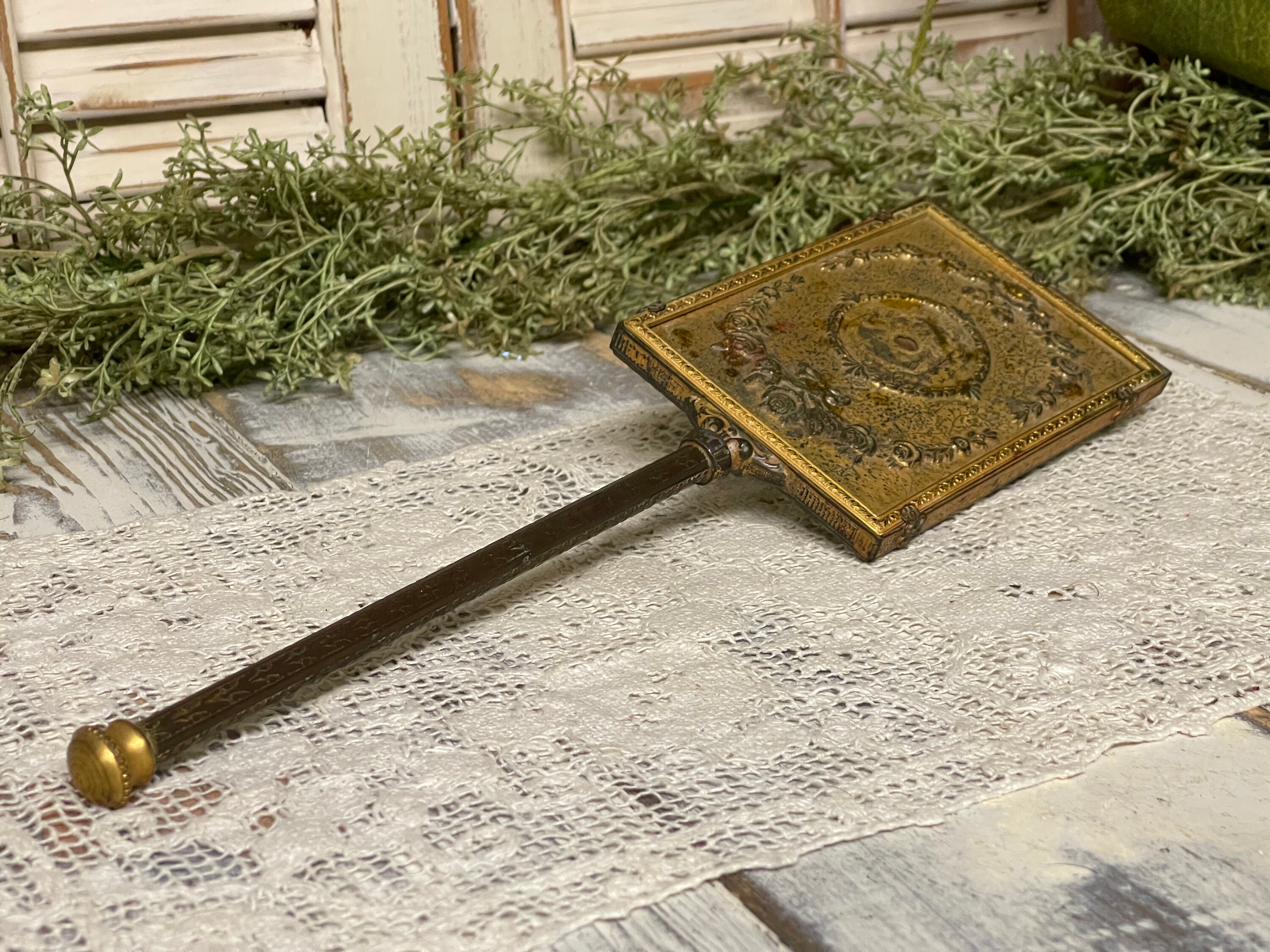 Vintage Hand Mirror/ Square/ Brass/ Gold/ Metal/ Old Mirror/ - Etsy