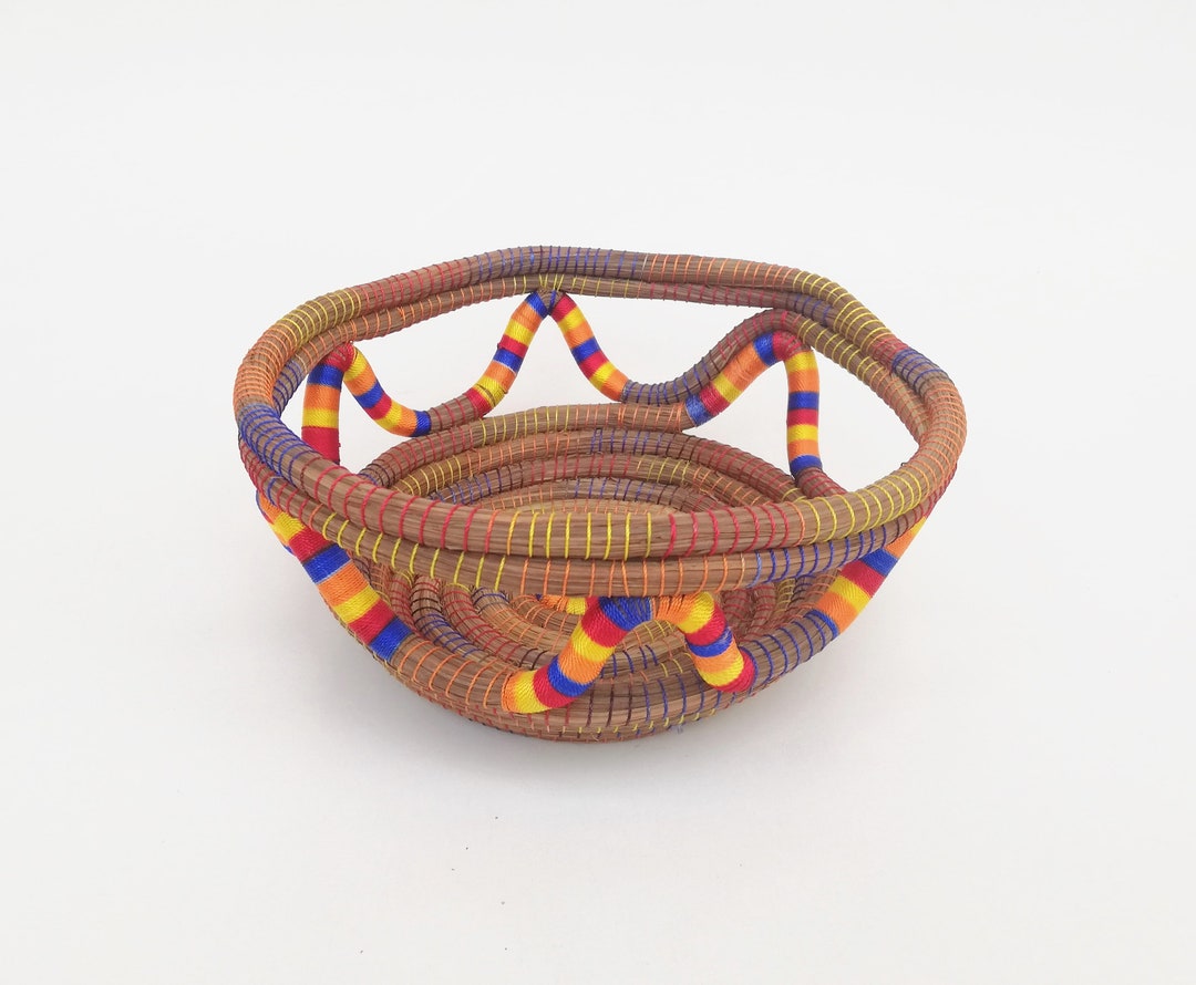 Woven Basket, Pine Needle Basket, Hand-woven Basket, Home Decor, Rustic ...