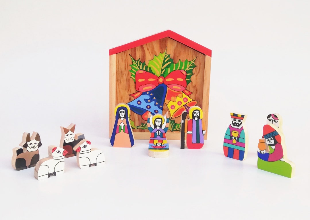 Handmade Wooden Nativity Scene, Wooden Nativity Set, Christmas, Jesus ...
